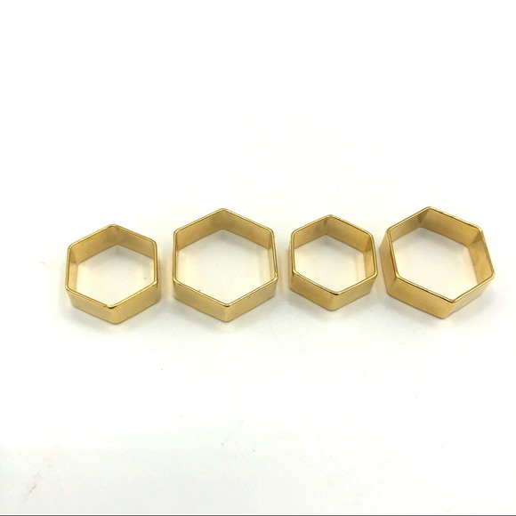 Jewelry | Gold Hexagon Ring Set | Poshmark